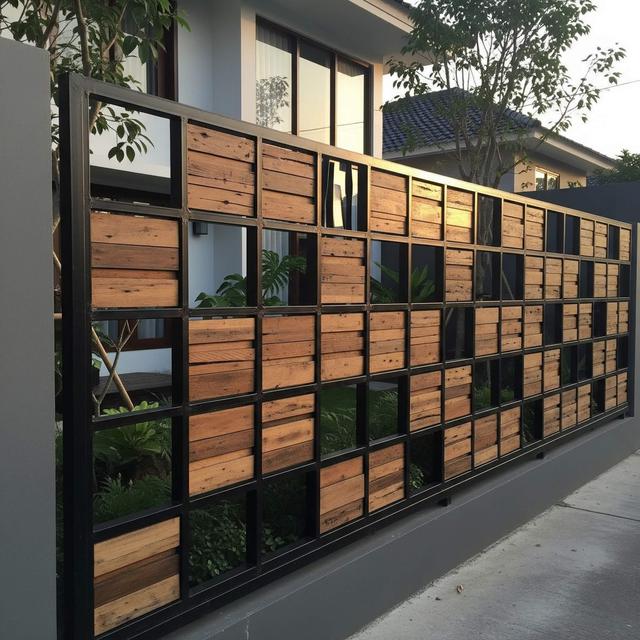 7 Ide Pagar Besi Kombinasi Kayu Daur Ulang, Tampilan Rustic Modern yang ...