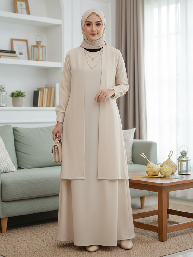 7 Model Gamis Rompi Terbuka Tren Busana Lebaran 2026