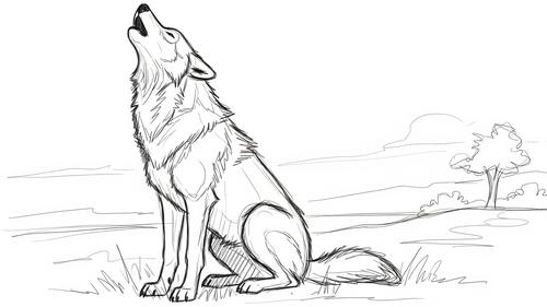 simple wolf drawing realistic
