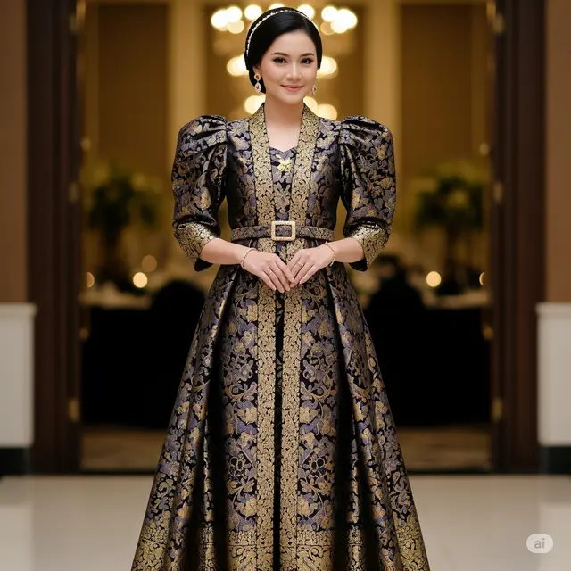 9 Model Dress Batik Lengan Puff Brokat Elegan, Style Ibu Muda di 2025 ...