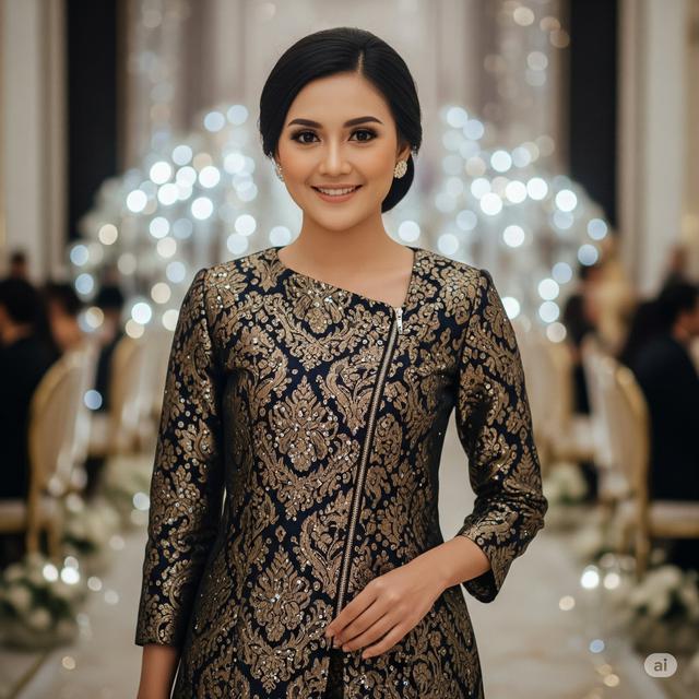 10 Model Tunik Brokat Panjang Motif Etnik Terpopuler 2025, Glamour dan ...