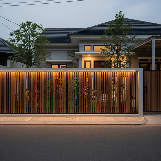 9 Ide Pagar Rumah Kombinasi Besi Minimalis dan Lampu Taman Estetik ...