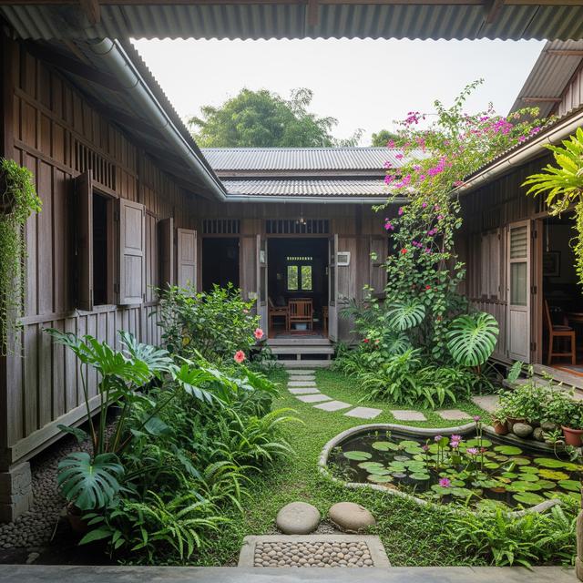 7 Desain Rumah Kampung Kombinasi Kayu dan Bata Ekspos Bernuansa Rustic ...