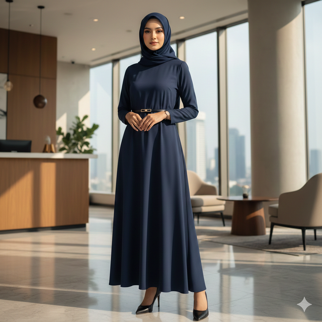7 Model Gamis Formal Wanita dengan Kesan Pejabat Rapi, Elegan, dan ...