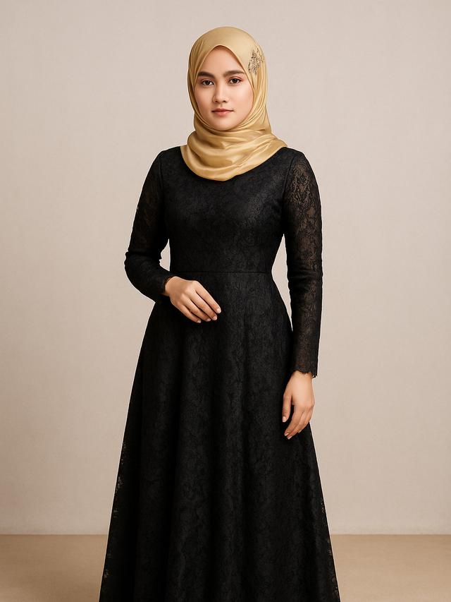 10 Model Gamis Hitam Terbaru 2025 dan Hijab Padanannya, Tampil Elegan ...