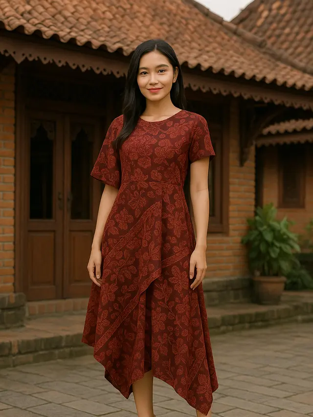 7 Model Batik Merah Maroon Wanita Terbaru yang Menarik dan Stylish ...
