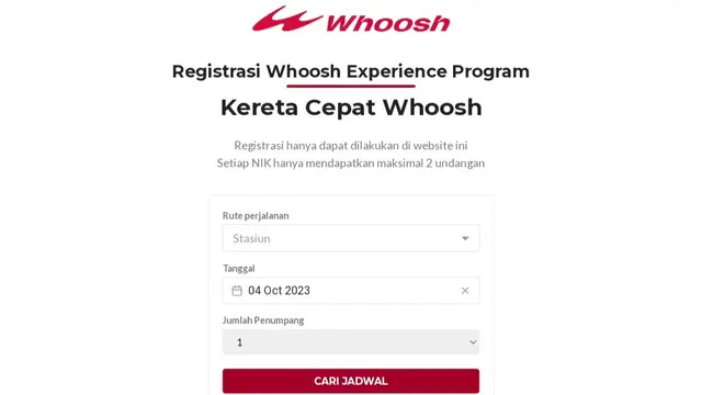 Jadwal, Link, Syarat dan Cara Daftar Kereta Cepat Jakarta Bandung Whoosh Gratis 3 - 7 Oktober ...