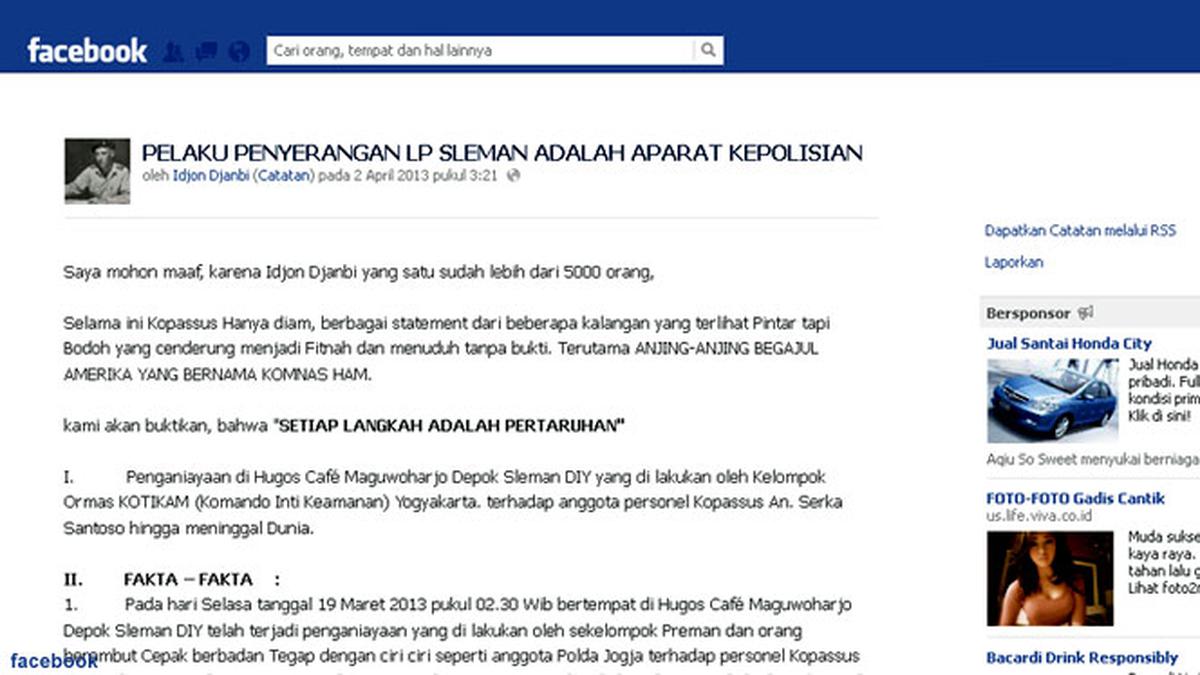 'Idjon Djanbi' Si Penuding Polisi Penyerang LP Sleman Muncul Lagi ...