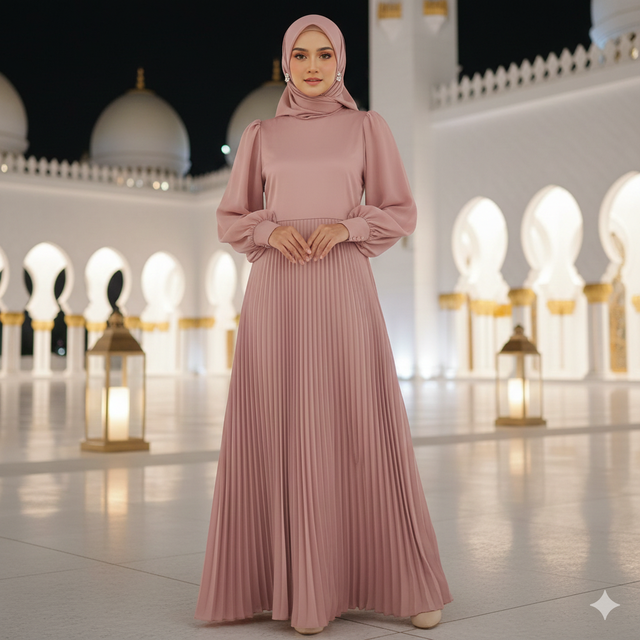 7 Tren Model Gamis Pleated untuk Ramadan 2026 yang Bikin Siluet Tampak ...
