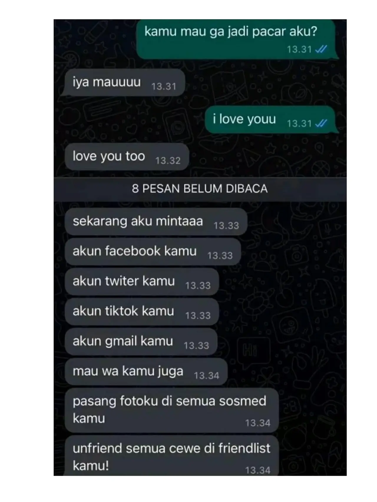 6 Chat Pacar Posesif Ini Bikin Elus Dada, Menguji Kesabaran - Hot Liputan6.com
