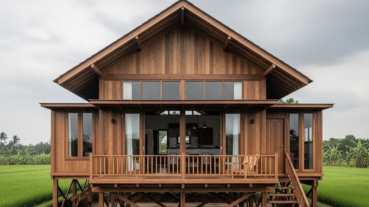 7 Desain Rumah Minimalis di Desa dengan Atap Limasan dan Sentuhan Kayu ...