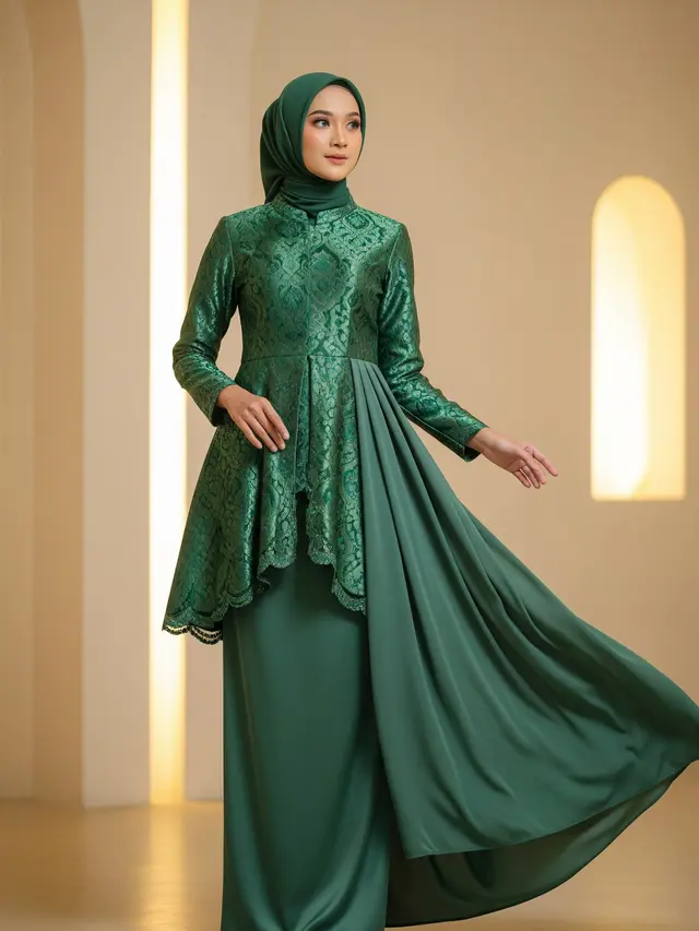 7 Model Gamis Hijau Zamrud Mewah Terbaru 2025, Tampil Elegan dan ...