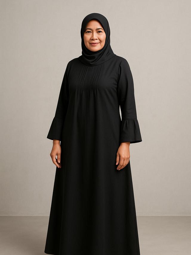 7 Pilihan Gamis Hitam Simpel Terbaru untuk Usia 50-an, Tampil Stylish ...