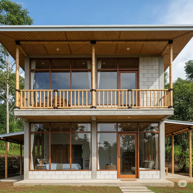 10 Inspirasi Desain Rumah Kecil Batako dan Bambu Hemat Biaya, Nyaman ...