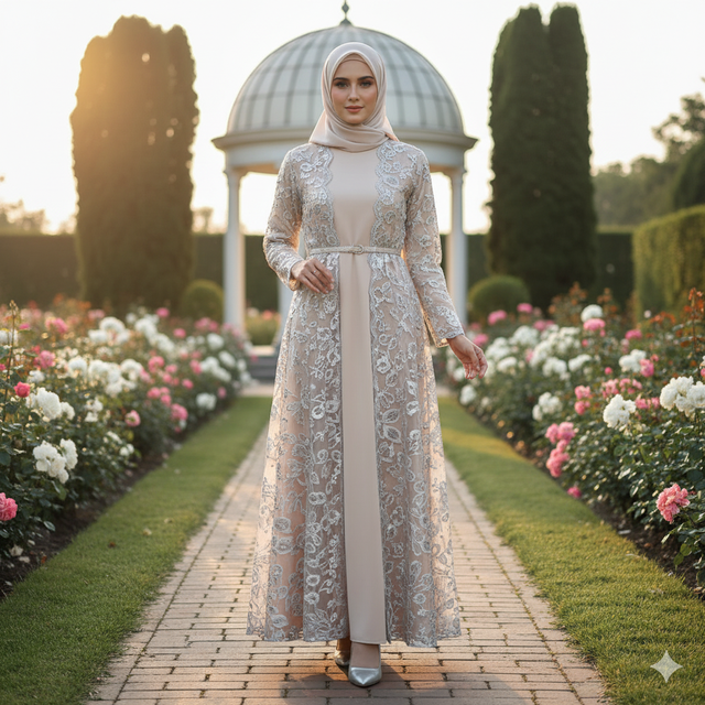 8 Model Gamis Abaya Brokat yang Elegan, Modern dan Cocok untuk Acara ...