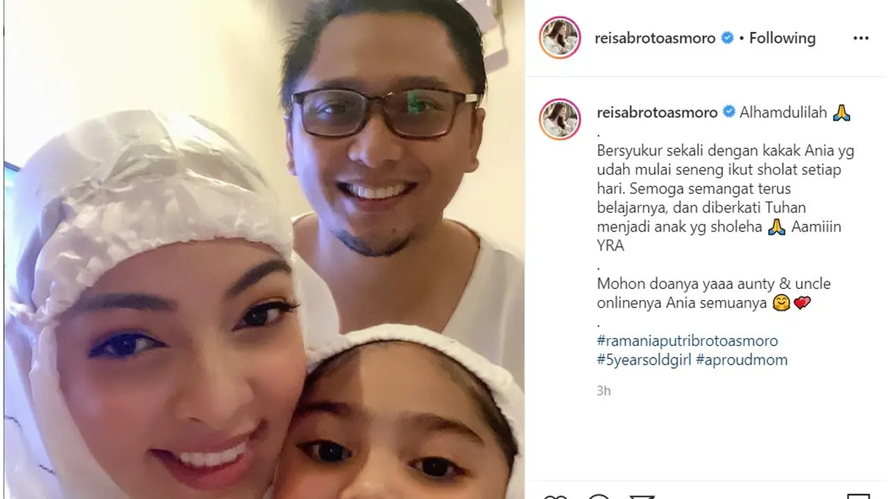 Anak Rajin Salat, Reisa Broto Asmoro Minta Doa - Islami Liputan6.com