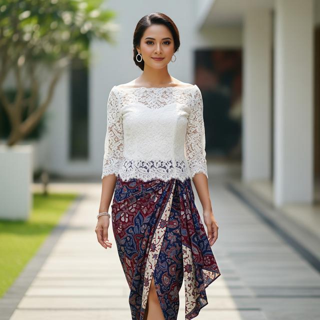 9 Model Atasan Brokat Modern Bawahan Rok Batik Lilit Elegan, Gaya ...