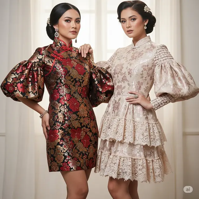 12 Dress Brokat Lengan Balon Pendek Paling Memukau 2025, Stunning dan ...