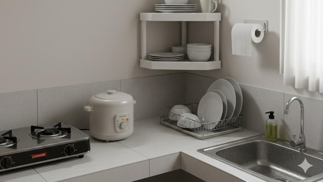 7 Ide Dapur Murah Meriah untuk Anak Kos Pasutri Dengan Rak Tempel ...