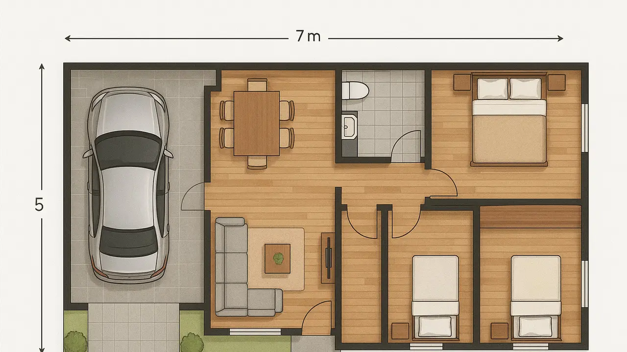 Inspirasi Denah Rumah 7x13 3 Kamar Tidur untuk Keluarga Modern di 2025 ...