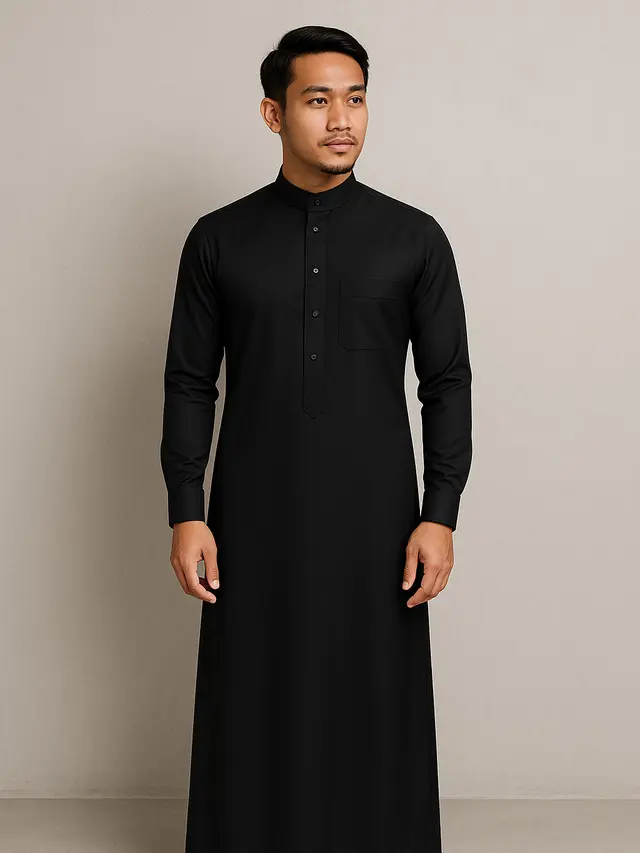 6 Rekomendasi Style Gamis Hitam Pria, Inspirasi Idul Adha 2025 - Hot ...