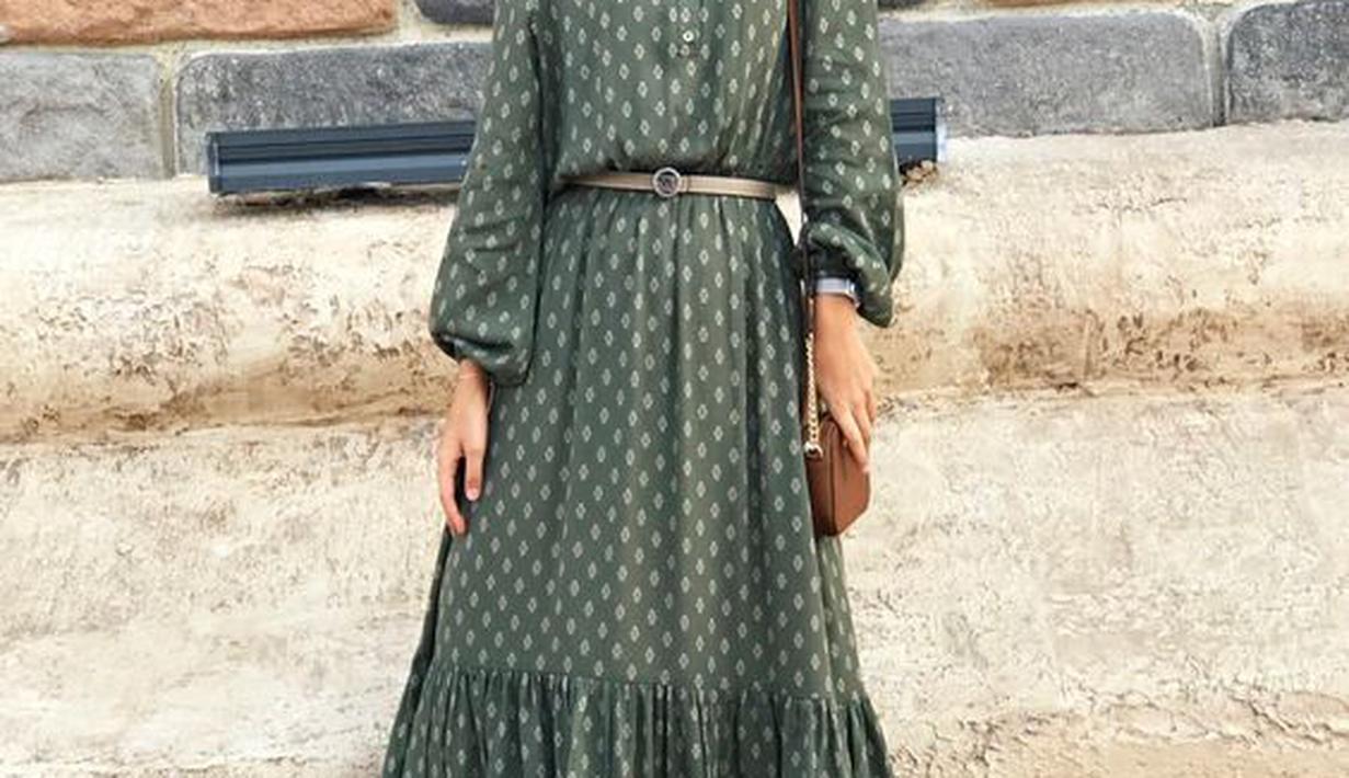 Inspirasi Dress Rumbai Hijab Untuk Wanita Bertubuh Kurus - Photo Fimela.com